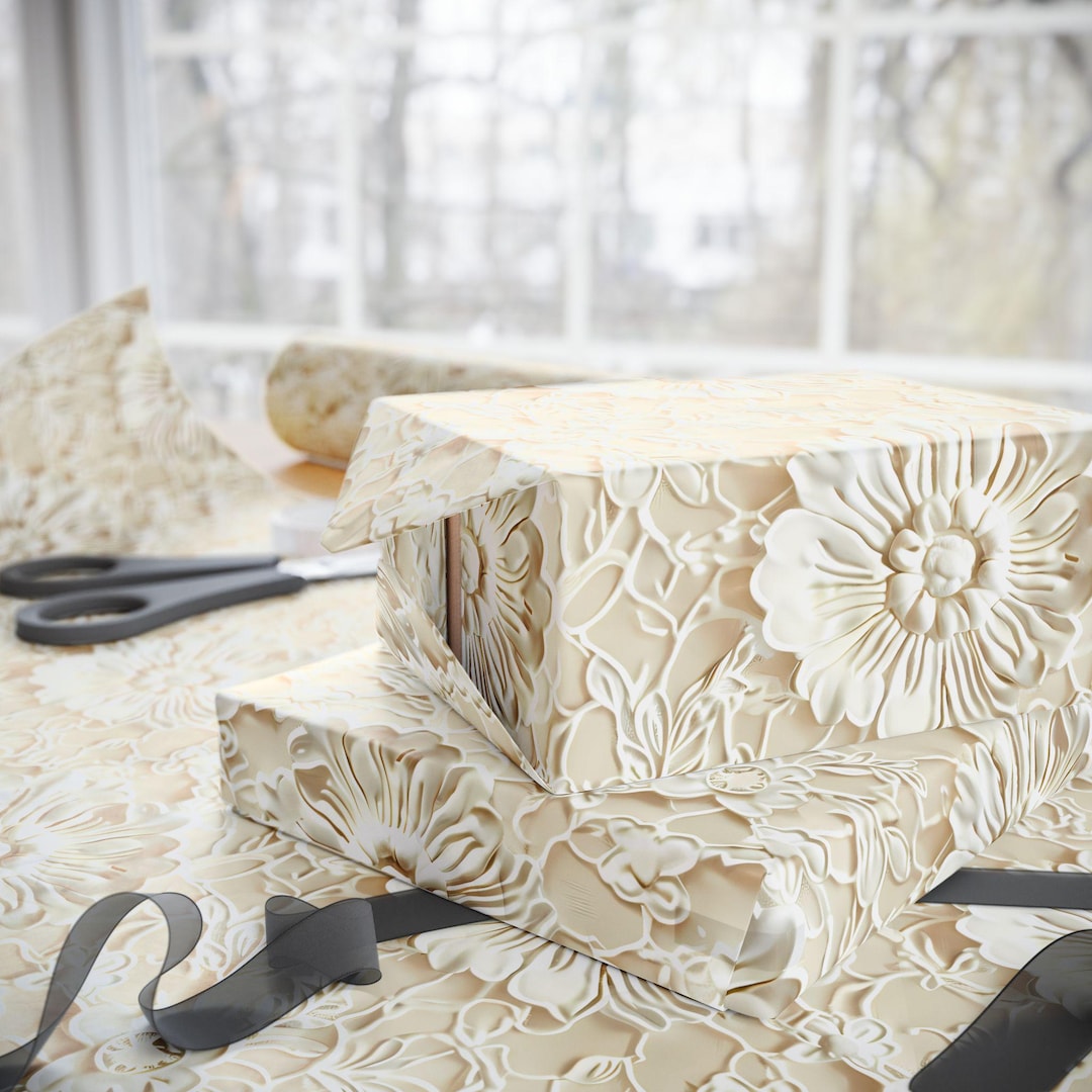 Gift Wrap Elegant Floral Embossed Look Wrapping Paper Elegant Gift Wrap ...