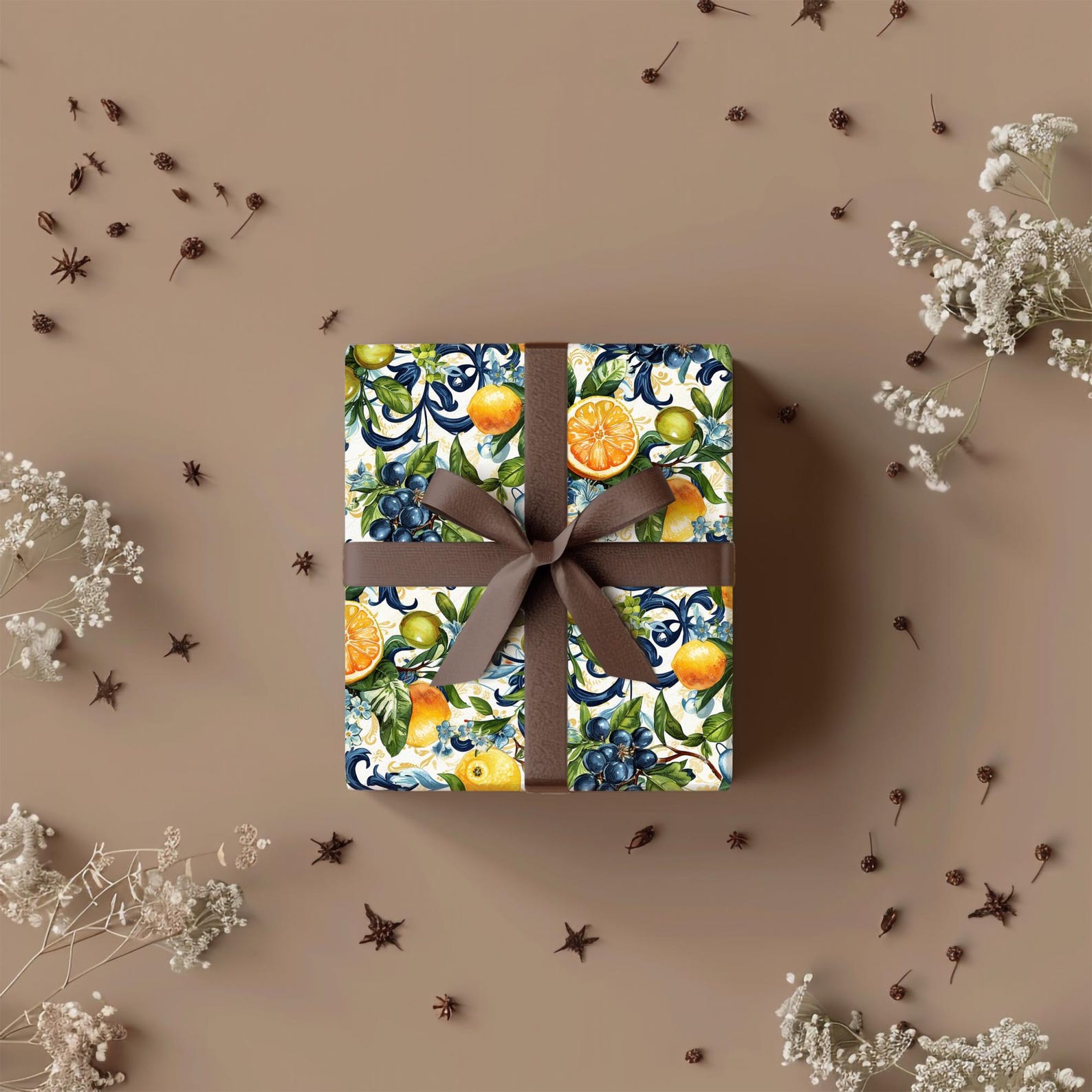 Citrus Fruit Gift Wrap - Vibrant Orange & Lemon Wrapping Paper With ...