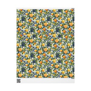 Citrus Fruit Gift Wrap - Vibrant Orange & Lemon Wrapping Paper With ...