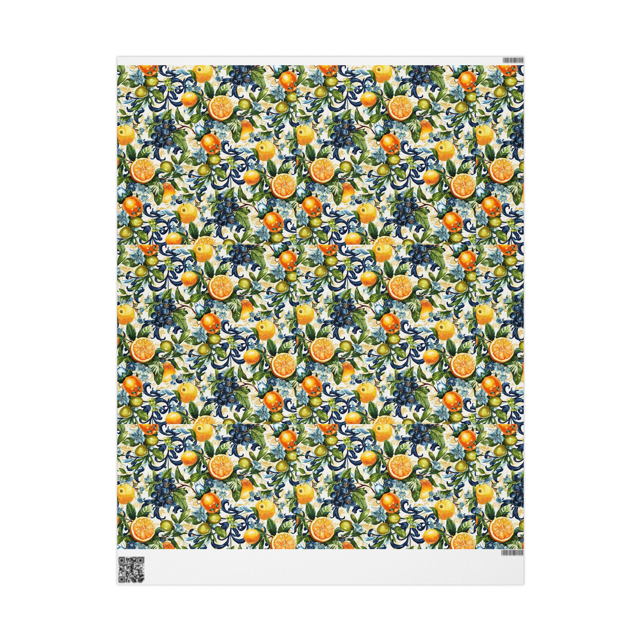 Citrus Fruit Gift Wrap - Vibrant Orange & Lemon Wrapping Paper With ...