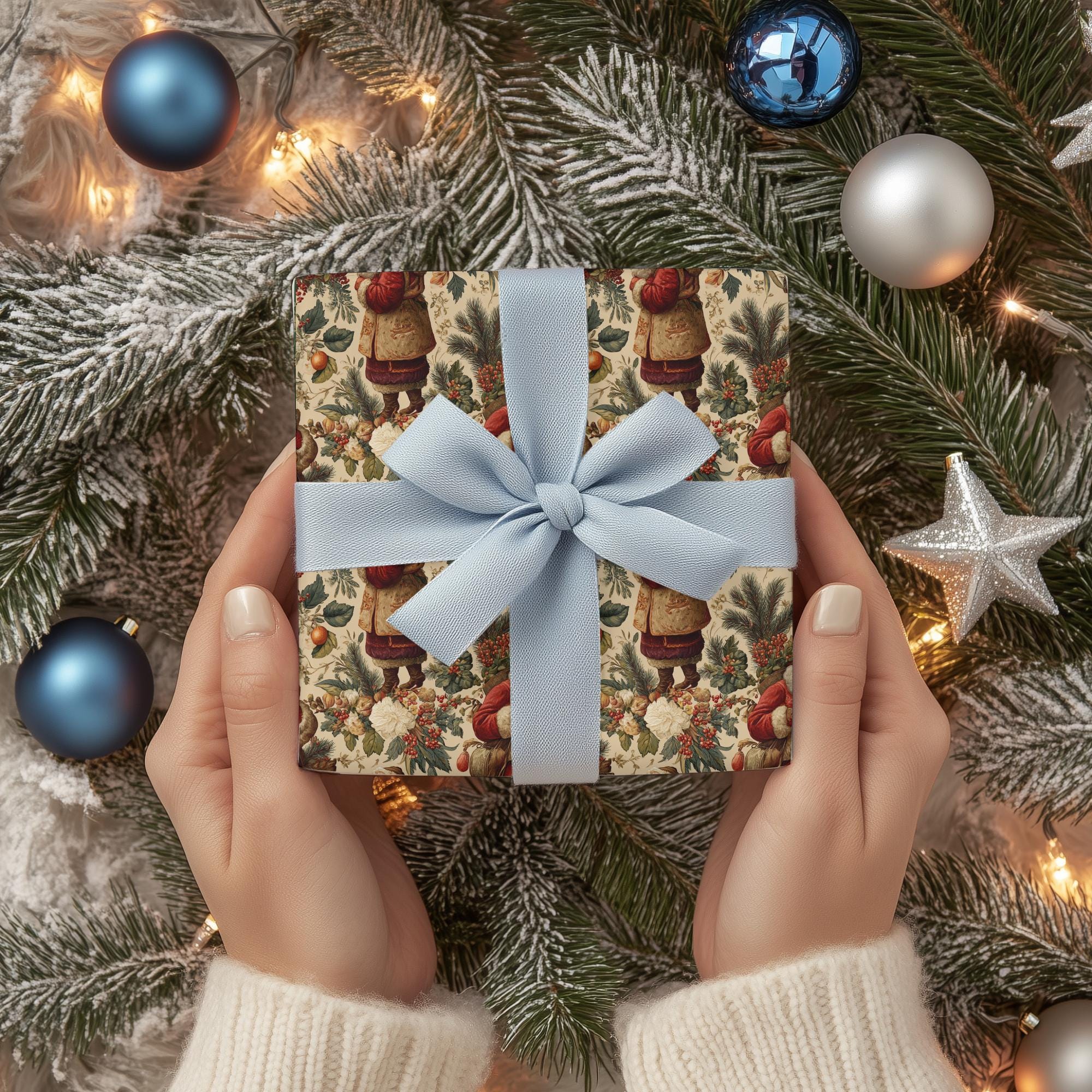Vintage Santa Claus Gift Wrap - Old World Christmas Wrapping Paper With ...