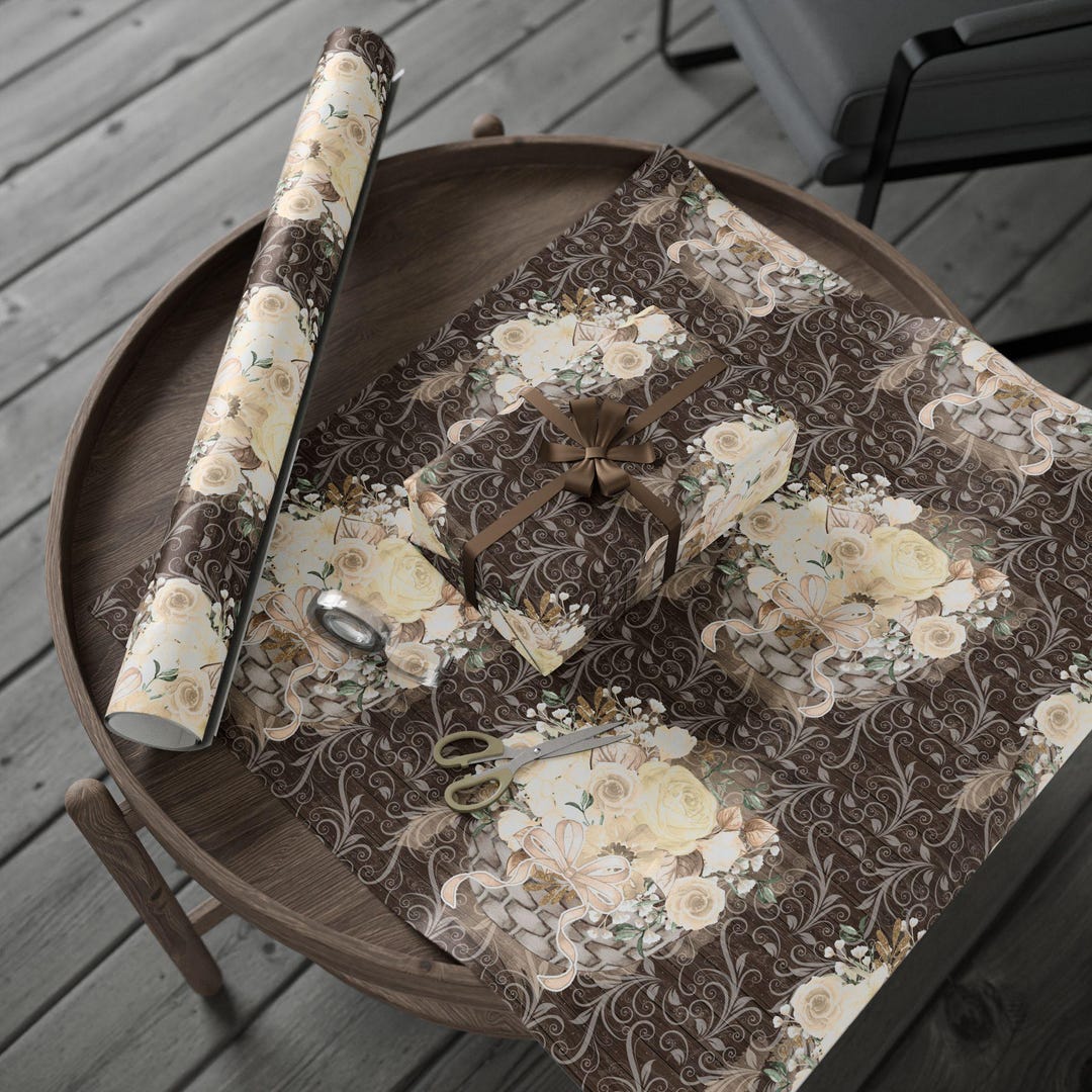 Floral Wrapping Paper White Rose Gift Wrap Birthday Gift Wrapping Paper ...