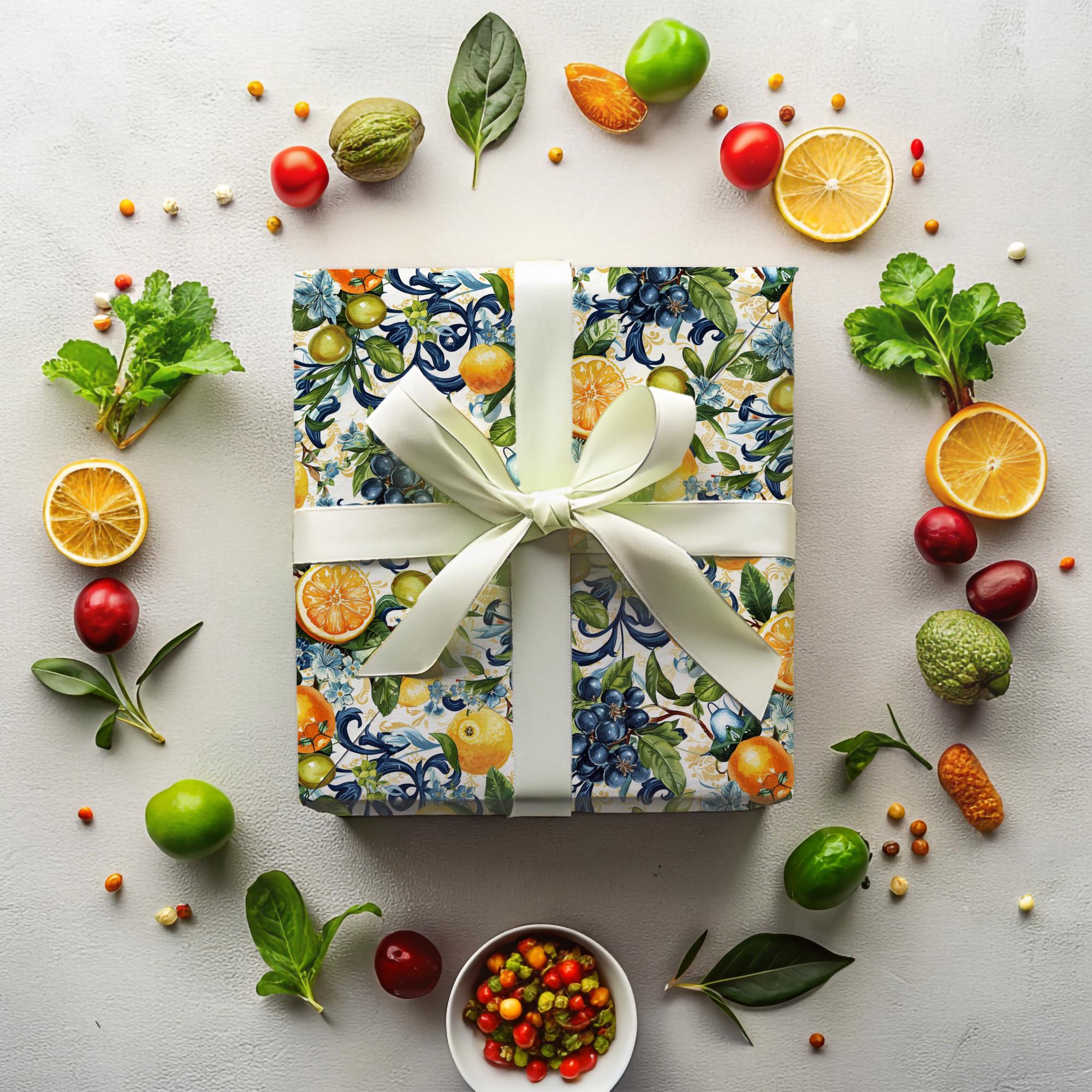 Citrus Fruit Gift Wrap - Vibrant Orange & Lemon Wrapping Paper With ...