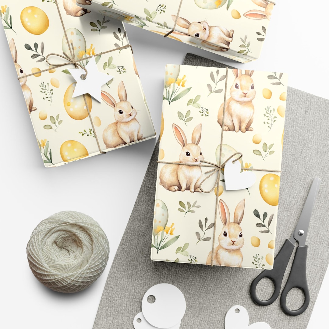 Easter Bunny Gift Wrap - Watercolor Spring Wrapping Paper - Cute ...