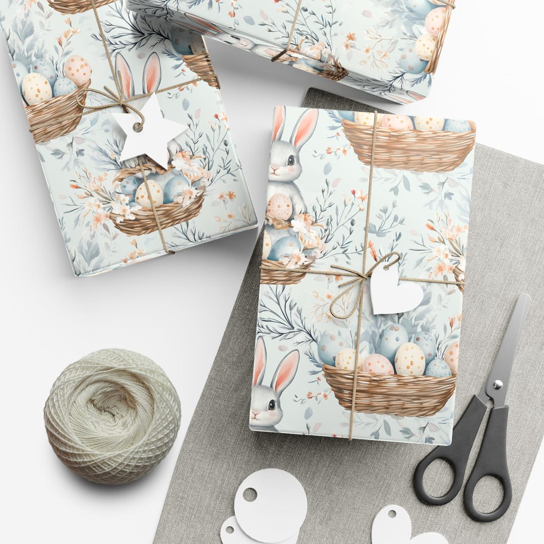 Adorable Easter Bunny Gift Wrap - Pastel Spring Wrapping Paper - Baby ...