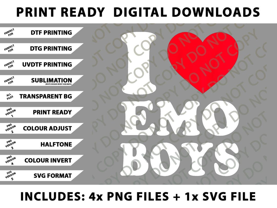 I Love Emo Boys Png Bundle, SVG Files, Digital Downloads - Etsy