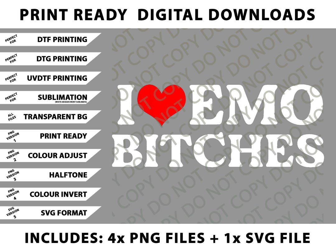 I Love Emo Bit.ches Png Bundle, SVG Files, Digital Downloads - Etsy