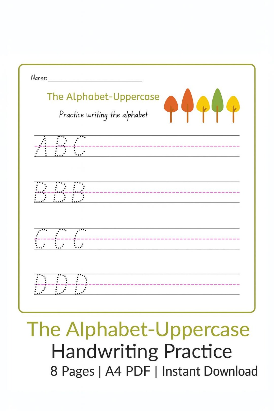 Alphabet Uppercase, Handwriting Practice, A–z Tracing Worksheets, PDF ...