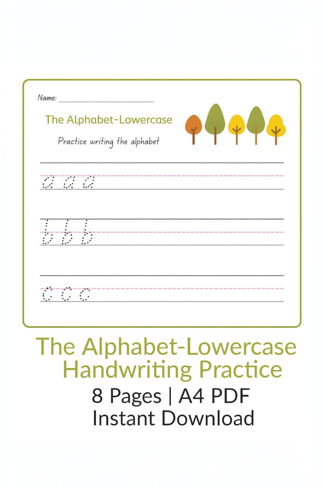 Alphabet Lowercase Handwriting Practice, A–z Tracing Worksheets Pdf ...