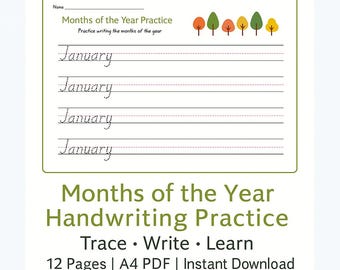 Months of the Year Tracing Worksheet: Handwriting Practice (PDF ...