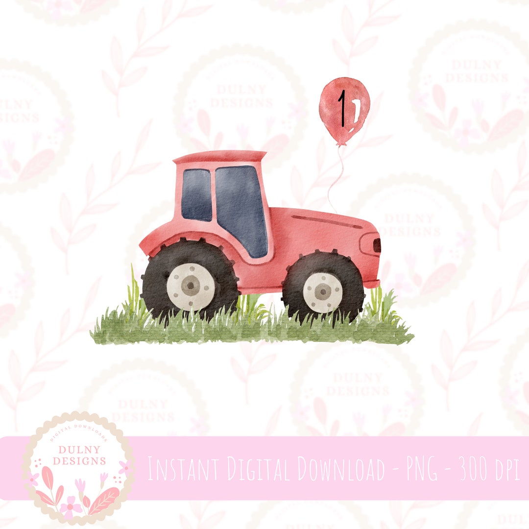 Red Birthday Tractor Numbers 1 to 5 PNG Farm Birthday Sublimation ...