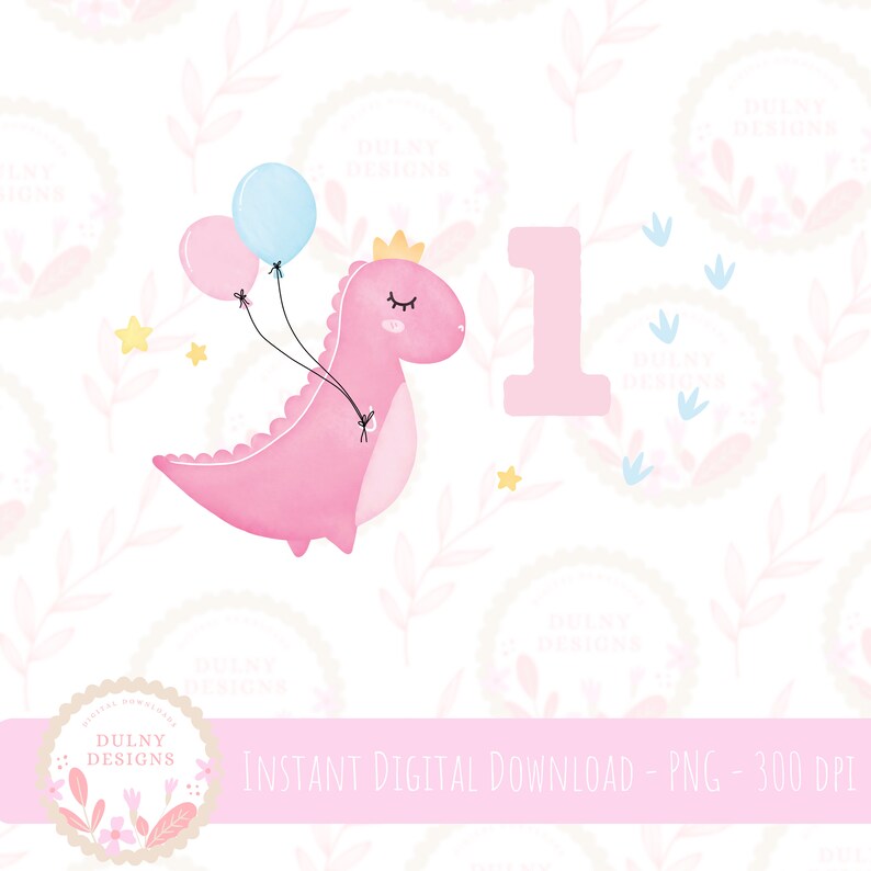 Pink Birthday Dino Numbers 1 to 5 PNG Dinosaur Birthday Sublimation ...
