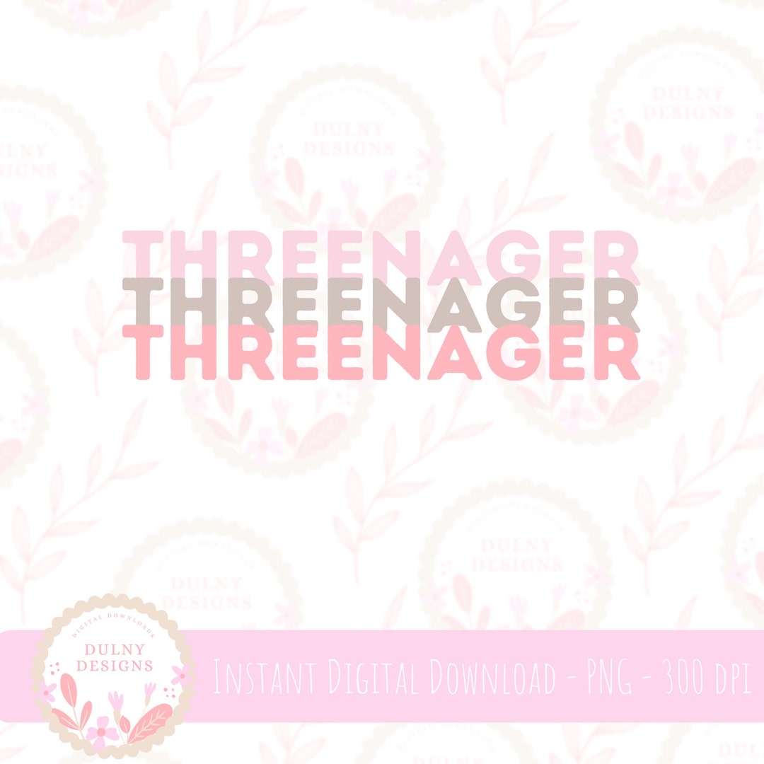 Threenager PNG Third Birthday PNG Birthday Party Tee Design Pastel ...