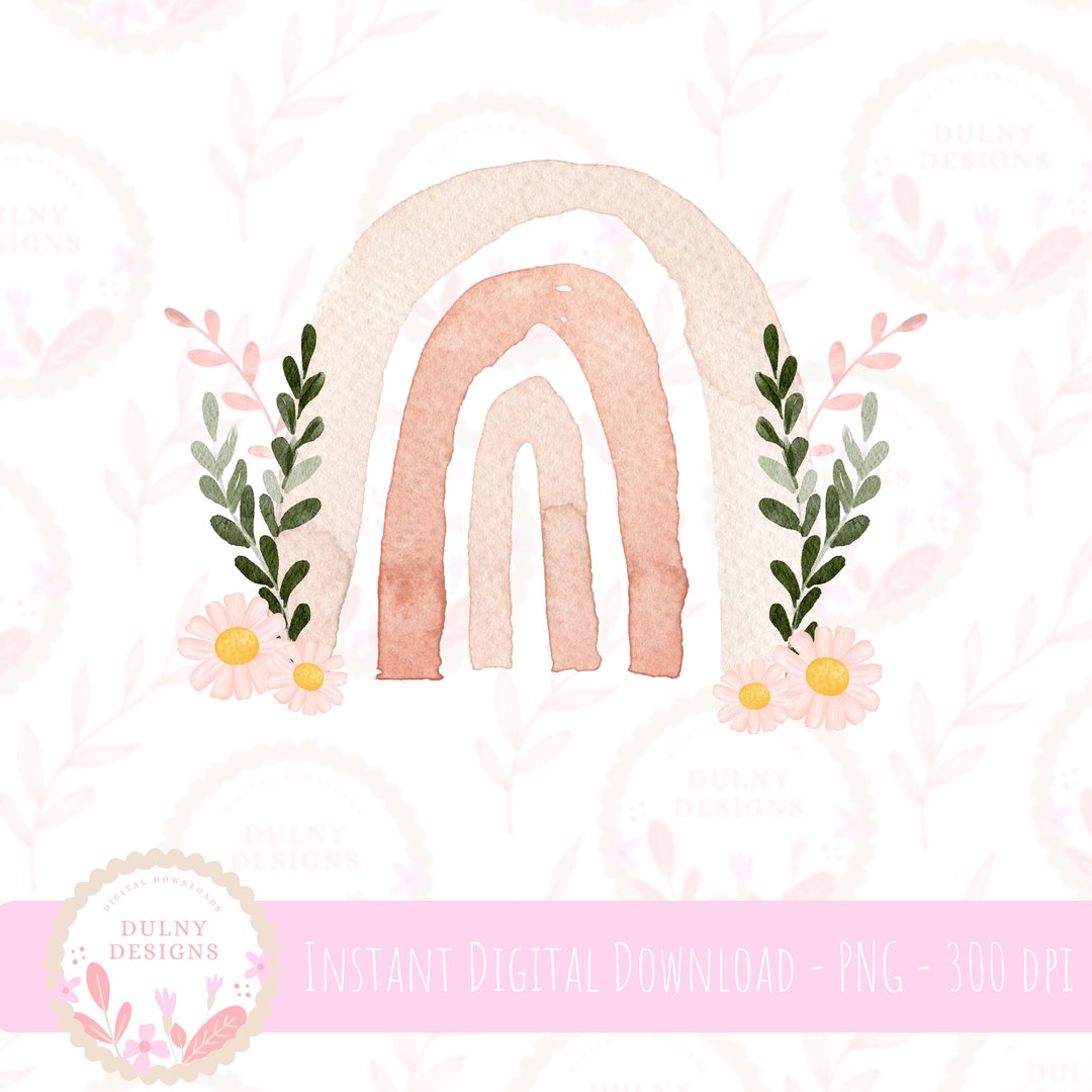 Floral Rainbow PNG Pastel PNG Birthday Party Tee Design Nature Instant ...
