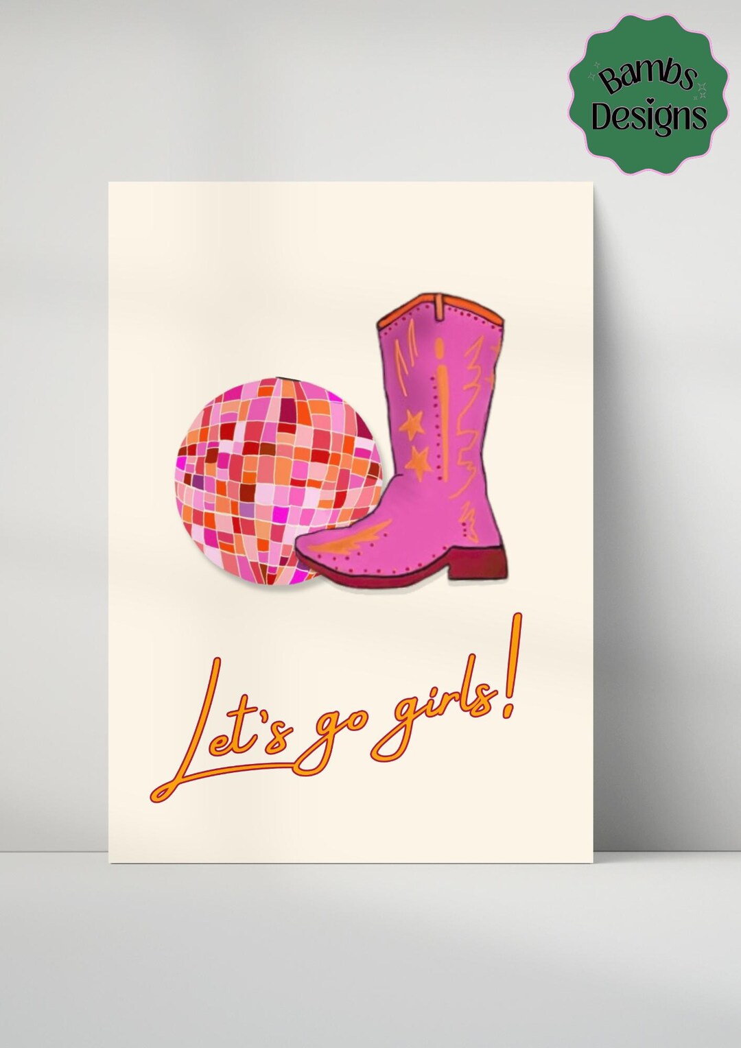 LETS GO GIRLS Disco Cowgirl Poster Wall Print - Cowboy Poster - Cool ...