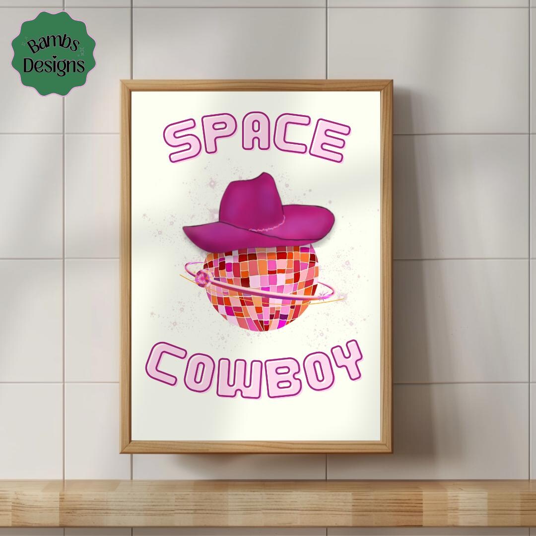 SPACE COWBOY | Retro Inspired | Cool Poster | Funky Wall Art - Etsy