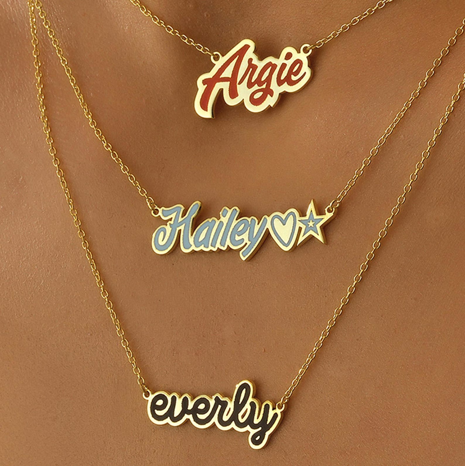 Enamelled Name Necklace-unique Design Name Necklace,letter Personalized ...