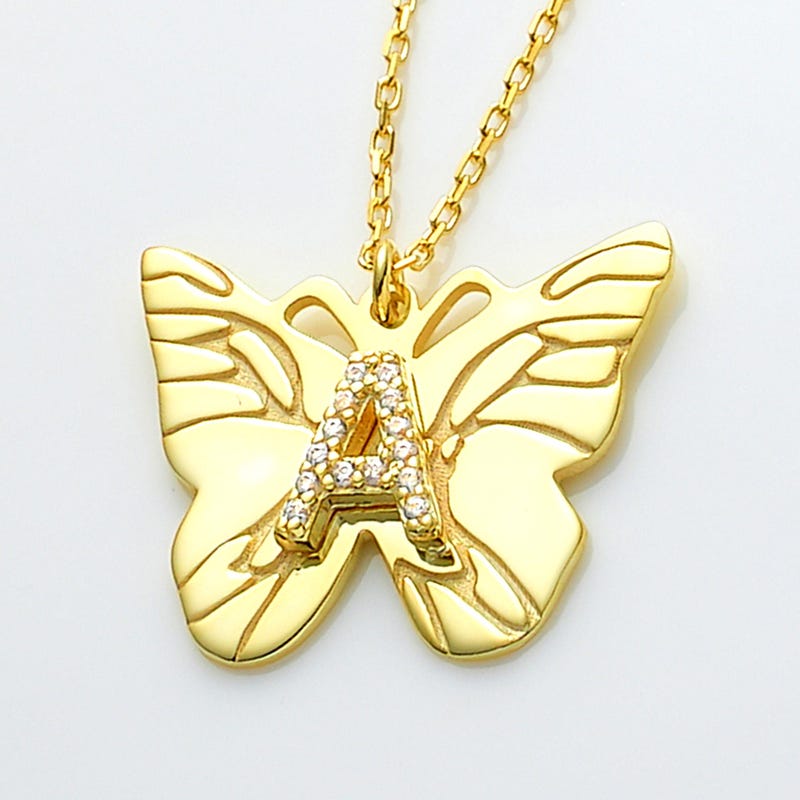 Butterfly Initial Necklace - Etsy