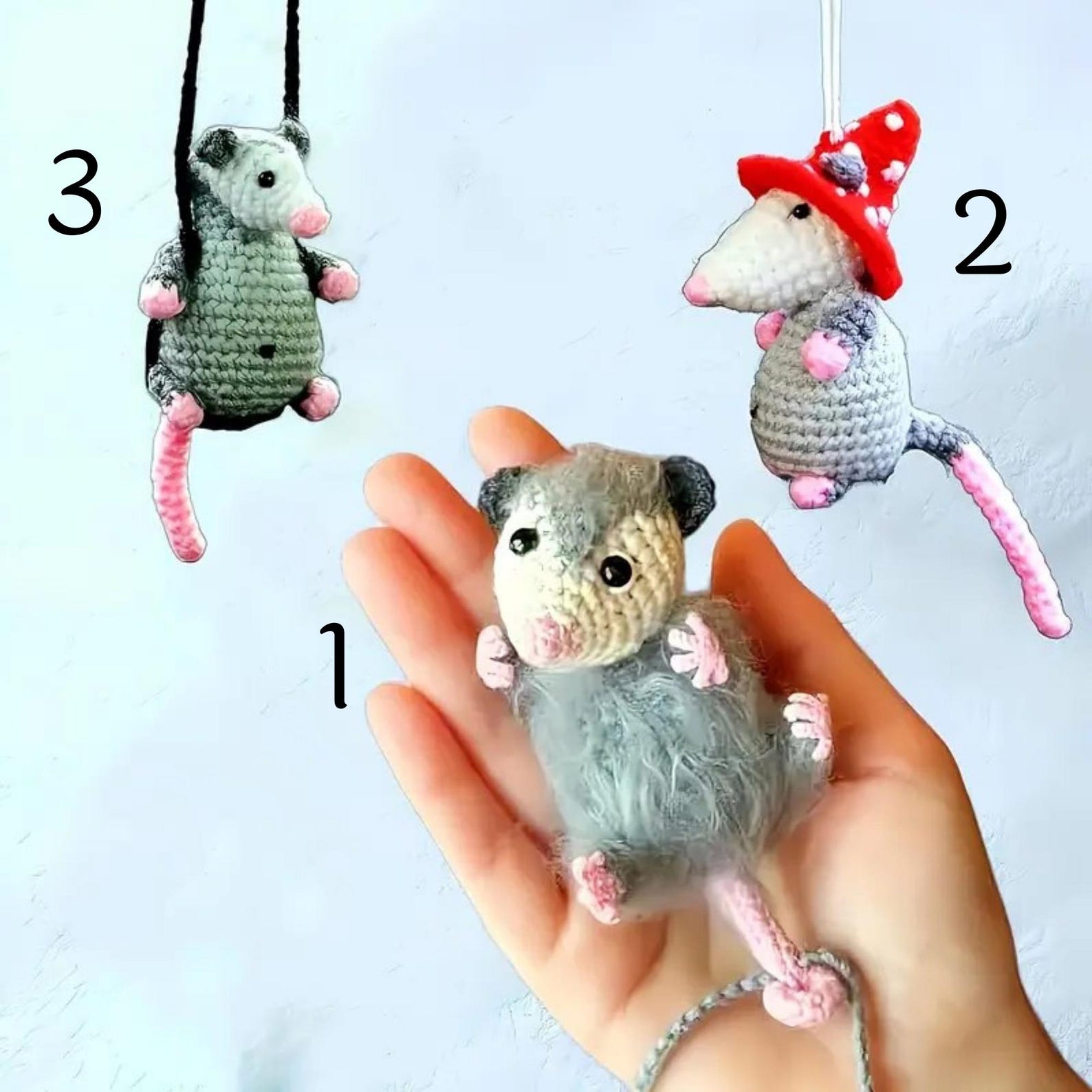 Possum Car Charm, Cute Opossum Hanging Accessories Decor, Crochet ...