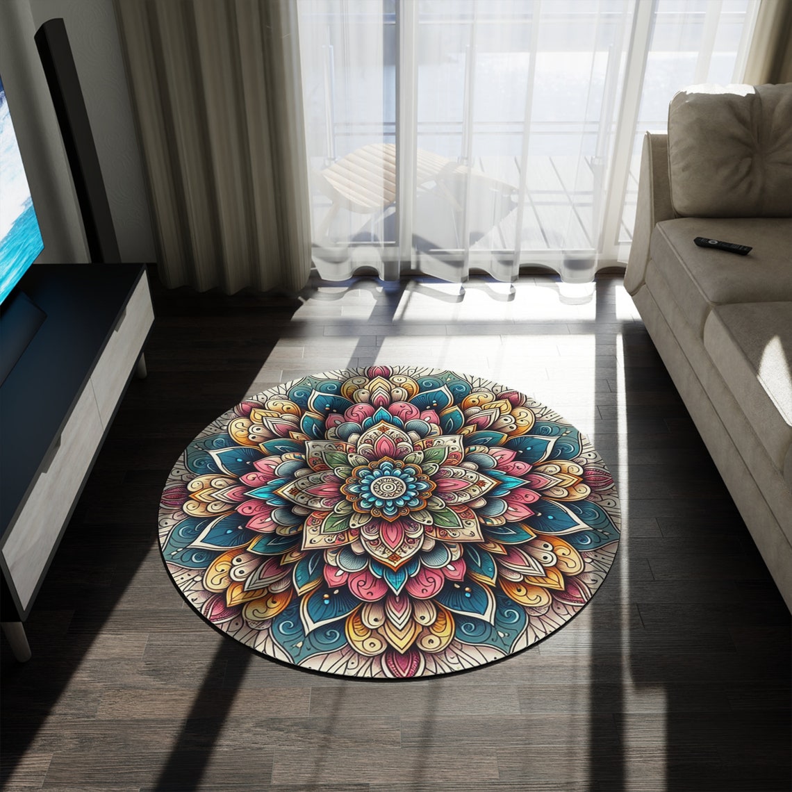 Timeless Elegance: 60-inch Round Mandala Rug for Inspired Décor - Etsy