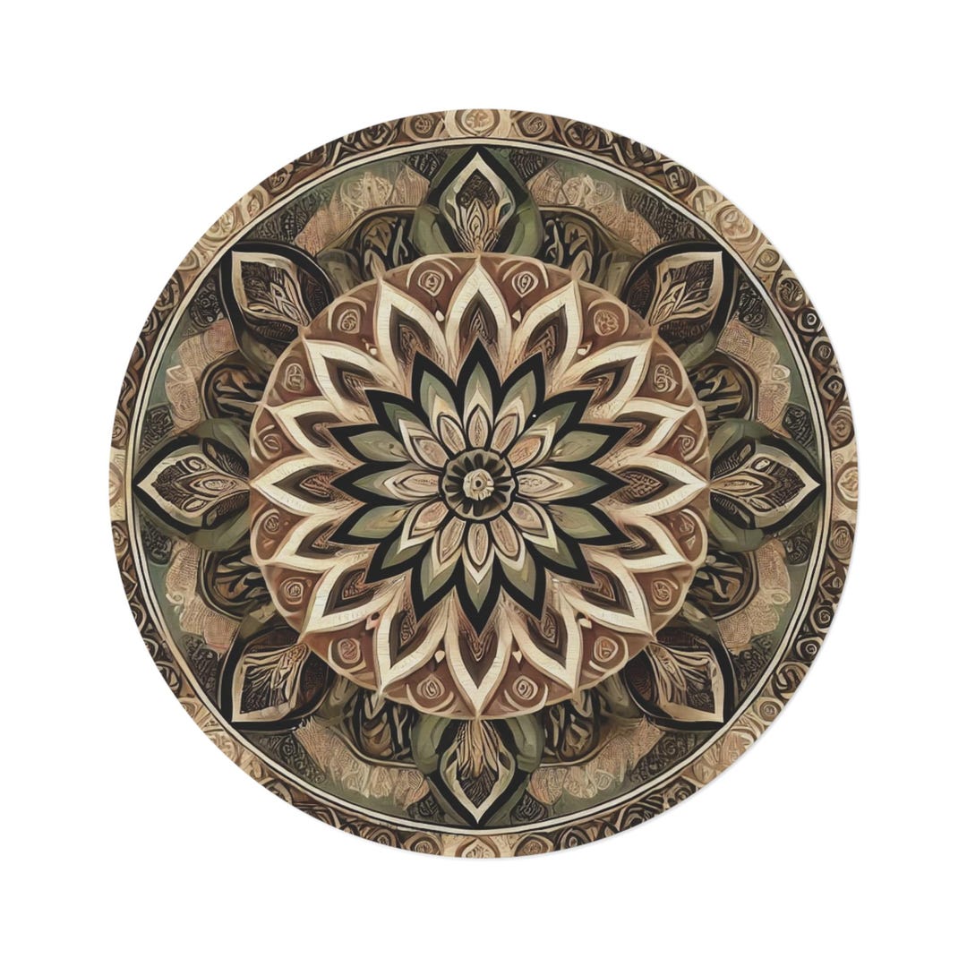 Rustic Mandala Round Rug / 60 Inch Boho Elegance - Etsy