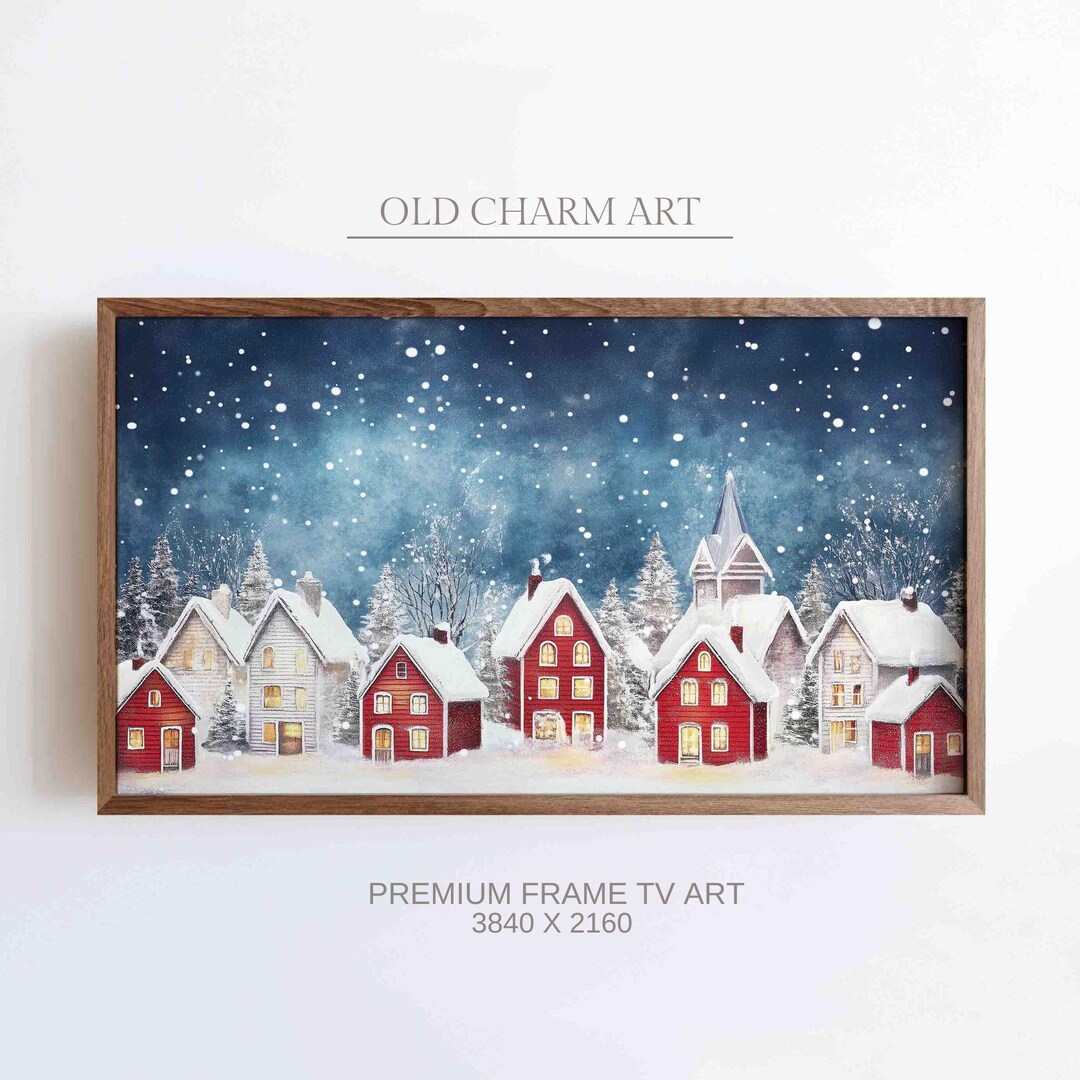 Christmas Frame TV Art, Winter Fairytale Town Samsung Frame TV Art ...