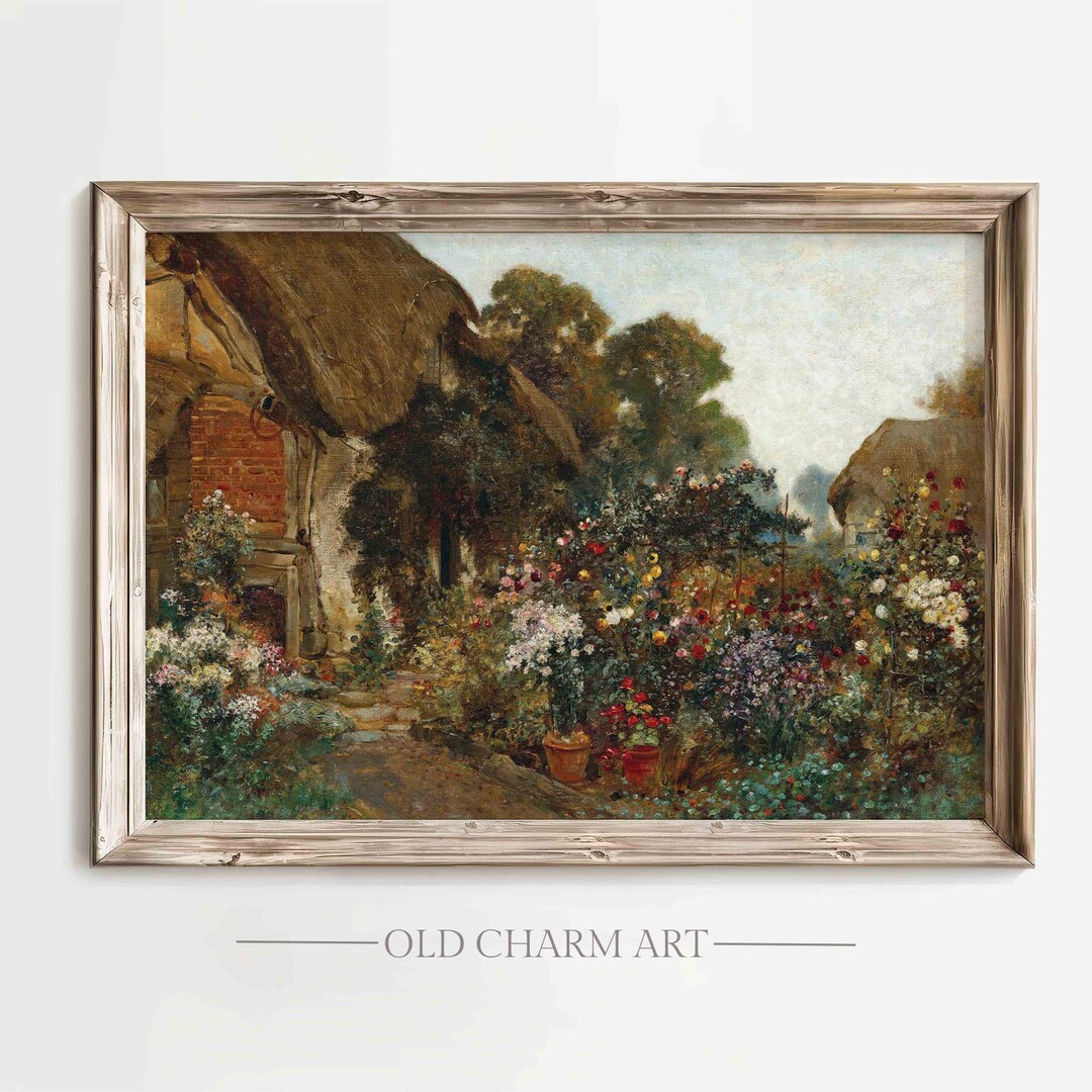 Vintage Garden Print, Printable Spring Garden Wall Art, Spring Cottage ...