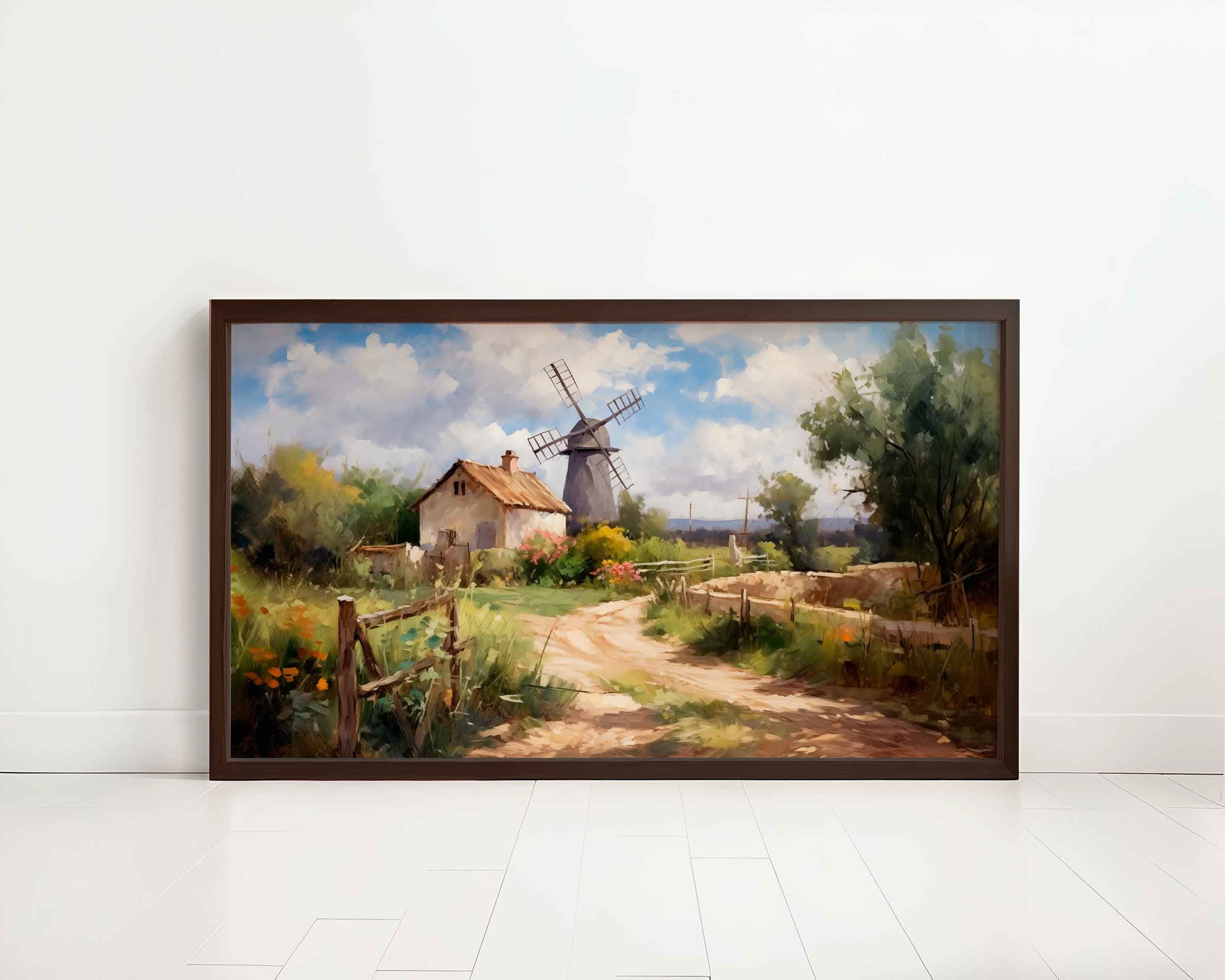 Samsung Frame TV Art, Old Windmill Painting, Farmhouse Digital Art for ...