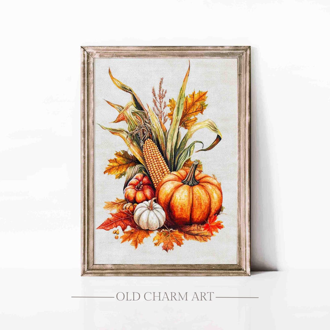 Fall Wall Art, Fall Decor Painting, Thanksgiving Print, Rustic Autumn ...