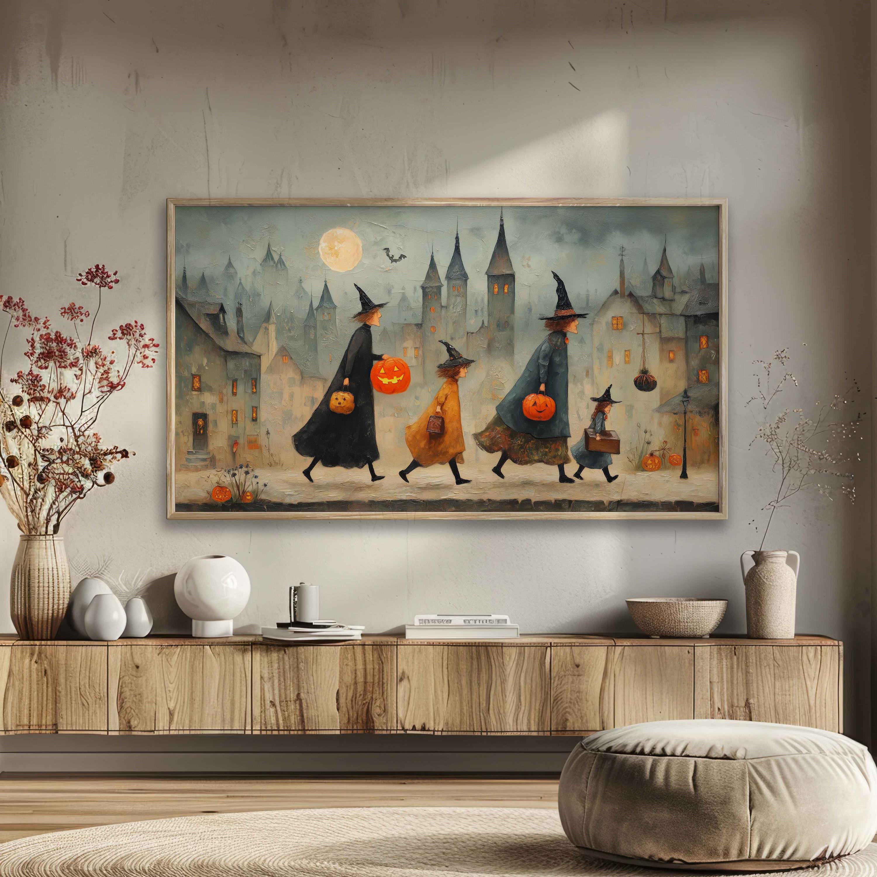 Halloween Witches Frame TV Art, Spooky Halloween Tv Art, Halloween Kids ...