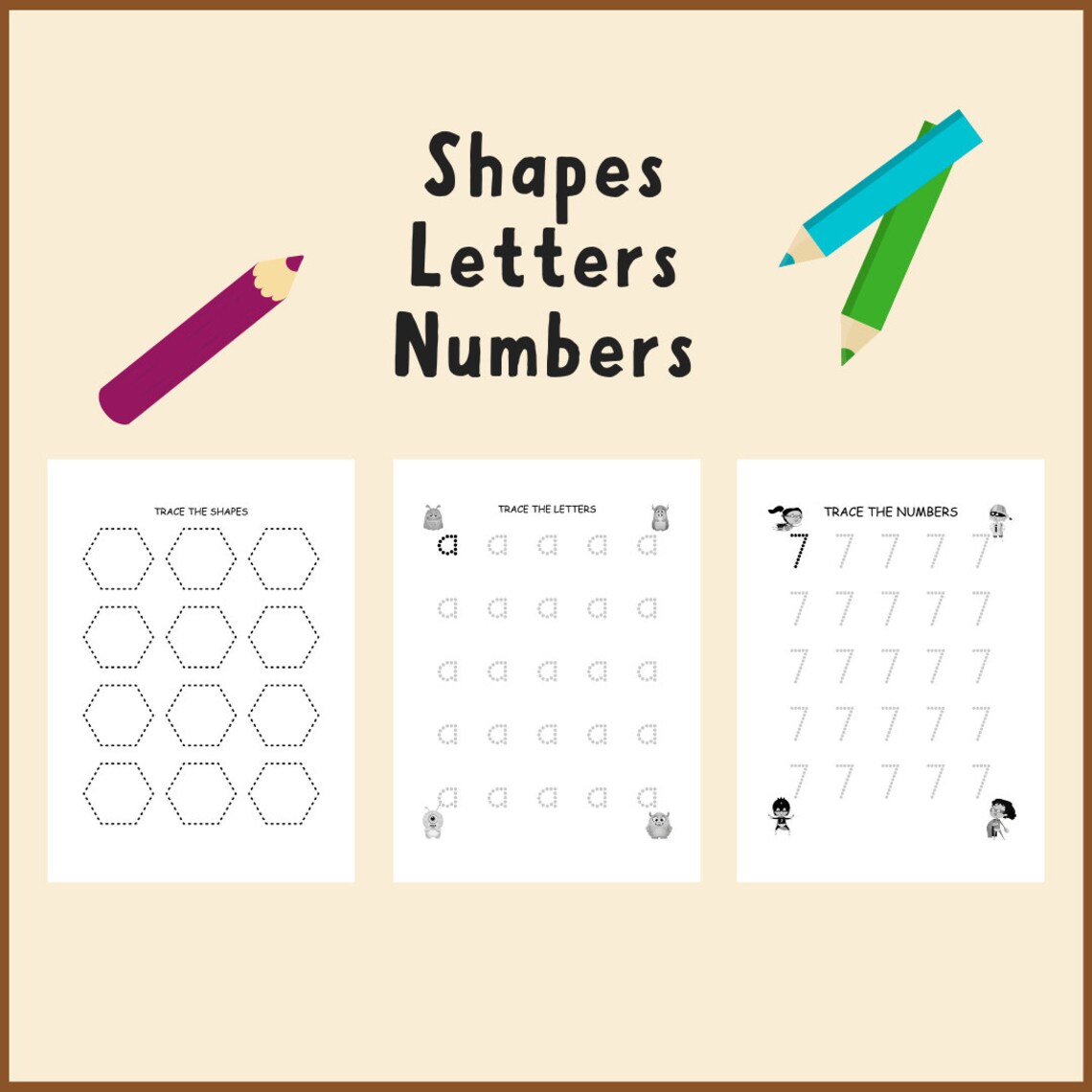 Tracing Worksheets Printable Letter Number Shapes Handwriting Practice ...