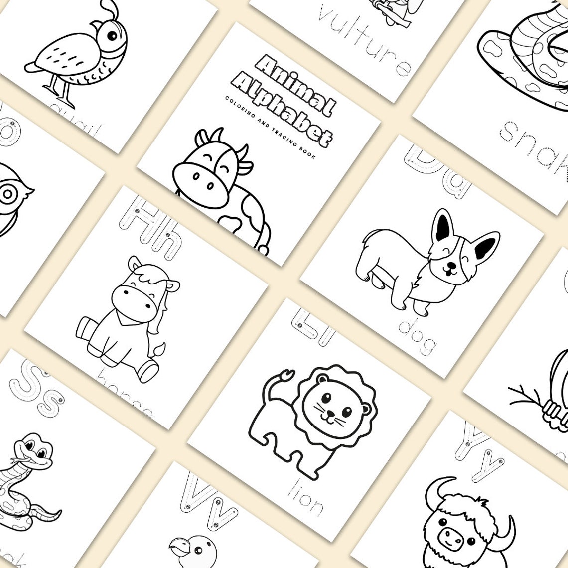 Animal and Alphabet Coloring and Tracing Book for Kids | Learning ...