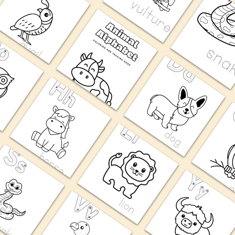 Animal and Alphabet Coloring and Tracing Book for Kids | Learning ...