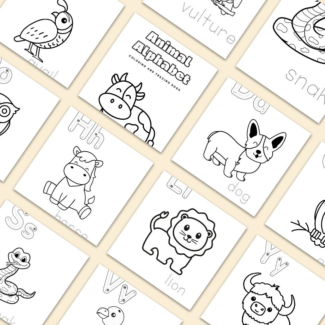 Animal and Alphabet Coloring and Tracing Book for Kids Learning ...