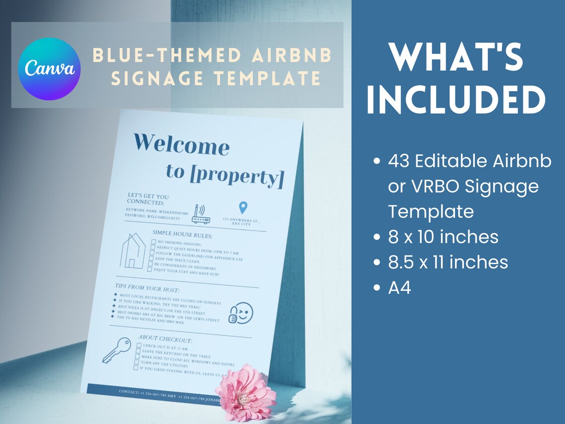 Airbnb Sign Bundle Template | Airbnb Vacation Rental Signage, Signs for ...