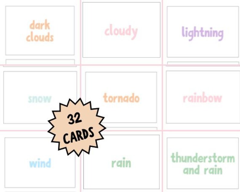 Weather Printable Flashcards for Kids | Printable Flashcards Kawaii ...