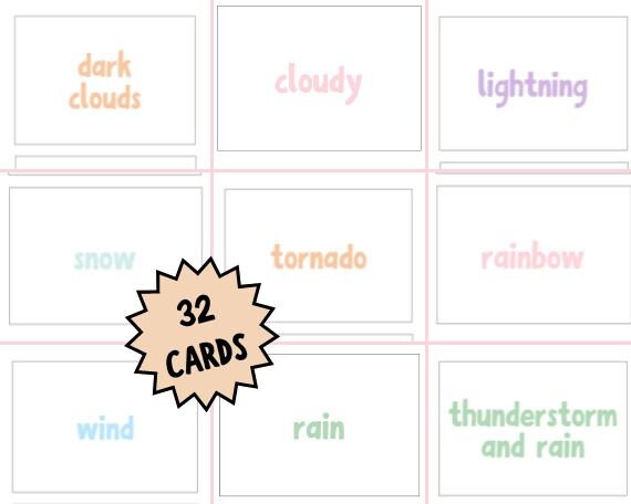 Weather Printable Flashcards for Kids | Printable Flashcards Kawaii ...