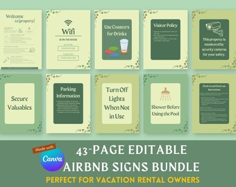 Airbnb Sign Bundle Template Airbnb Vacation Rental Signage, Signs for ...