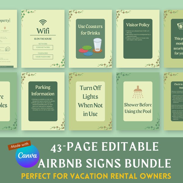 Airbnb Sign Bundle Template Airbnb Vacation Rental Signage, Signs for ...