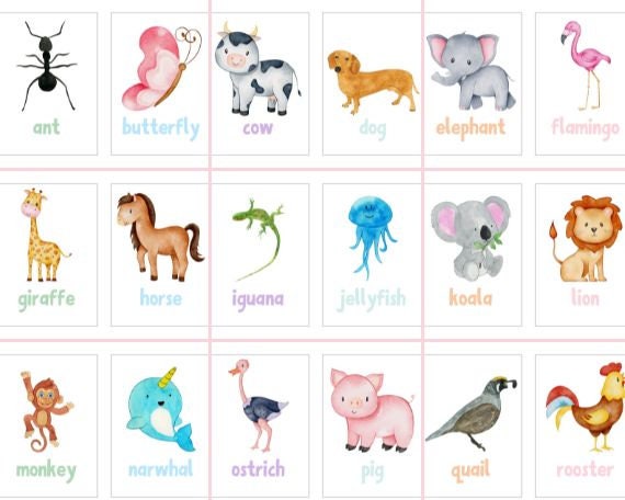Animal Alphabet Printable Flashcards for Kids | Preschool Learning ...