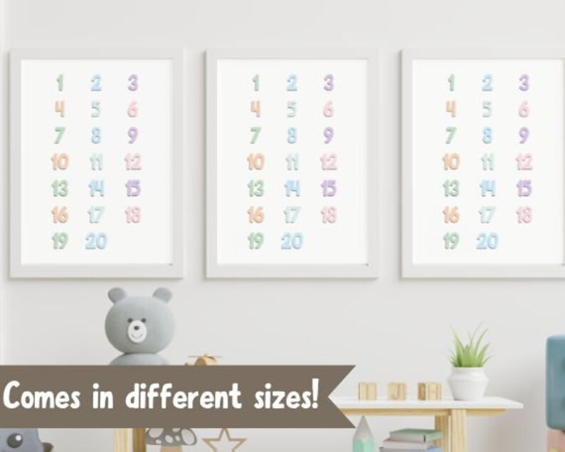 Number Poster for Kids Count to 20 Math Posters Number Poster Classroom ...