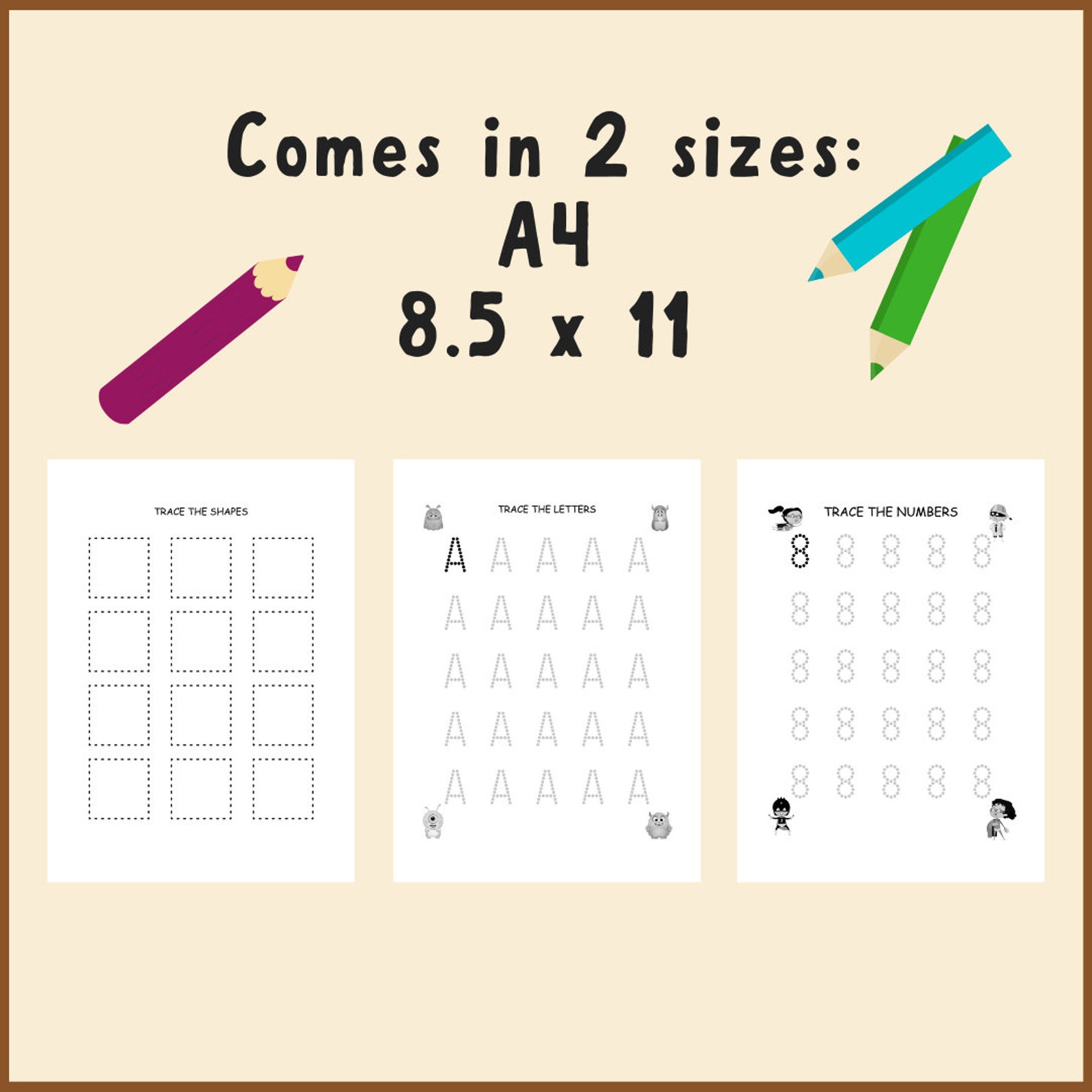 Tracing Worksheets Printable Letter Number Shapes Handwriting Practice ...