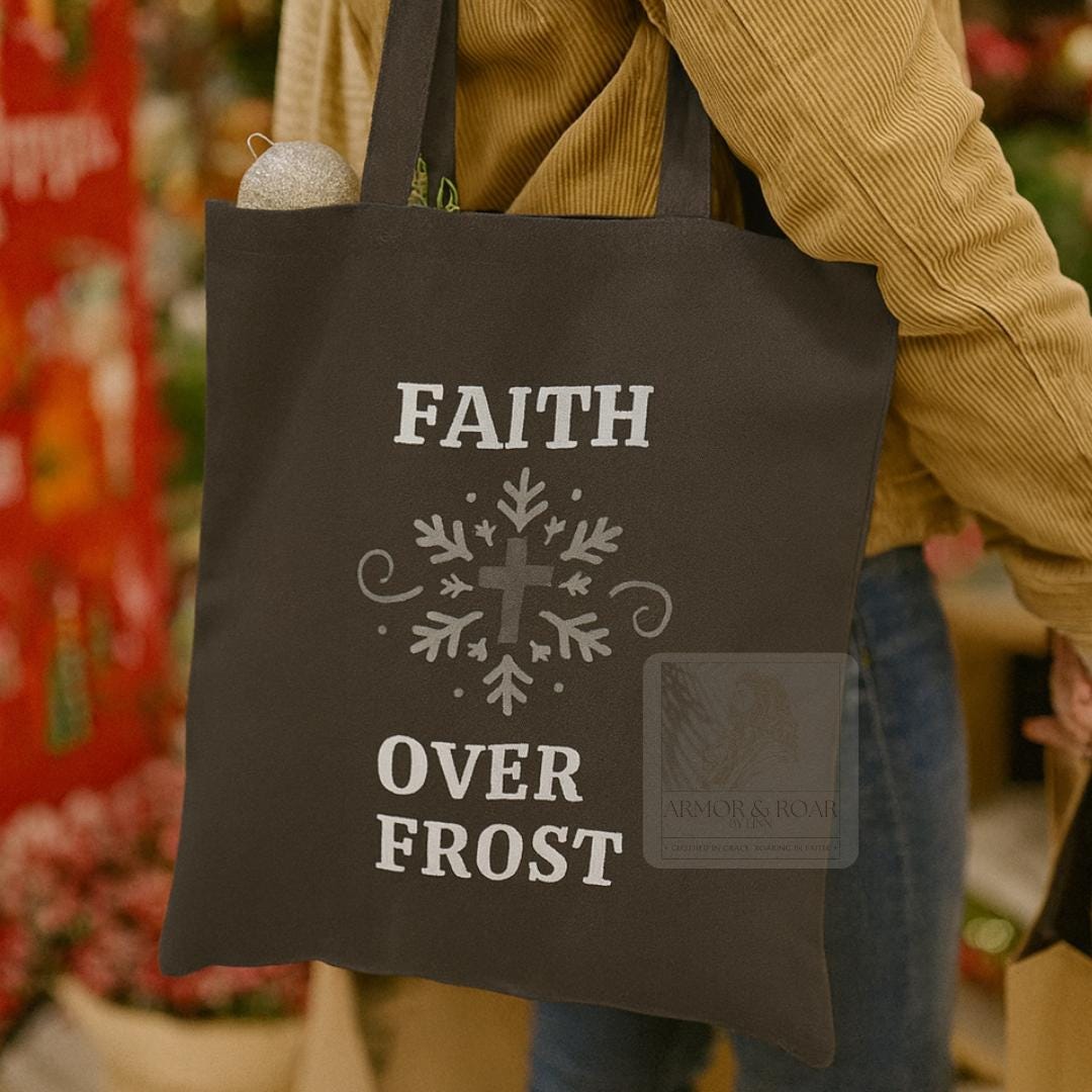 Faith Over Frost Tote: Christian Winter Snowflake Cross Bag - Etsy