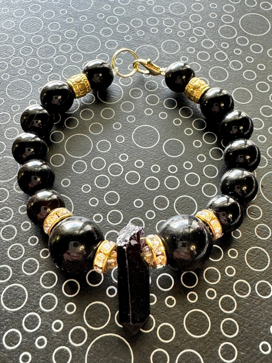 Shrine Black Stone Bracelet - Etsy