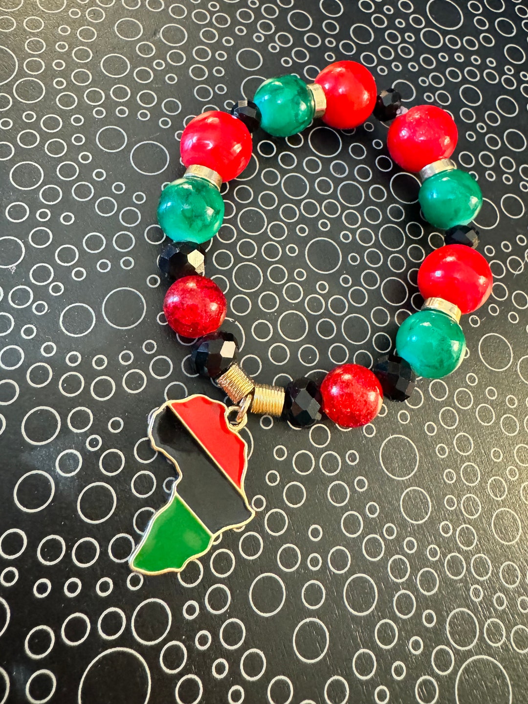 Juneteenth Beaded Bracelet With Charm - Etsy