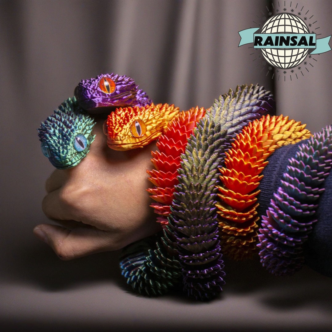 3D Printed Articulated Bush Viper Toy, Custom Flexible Fidget Toy ...