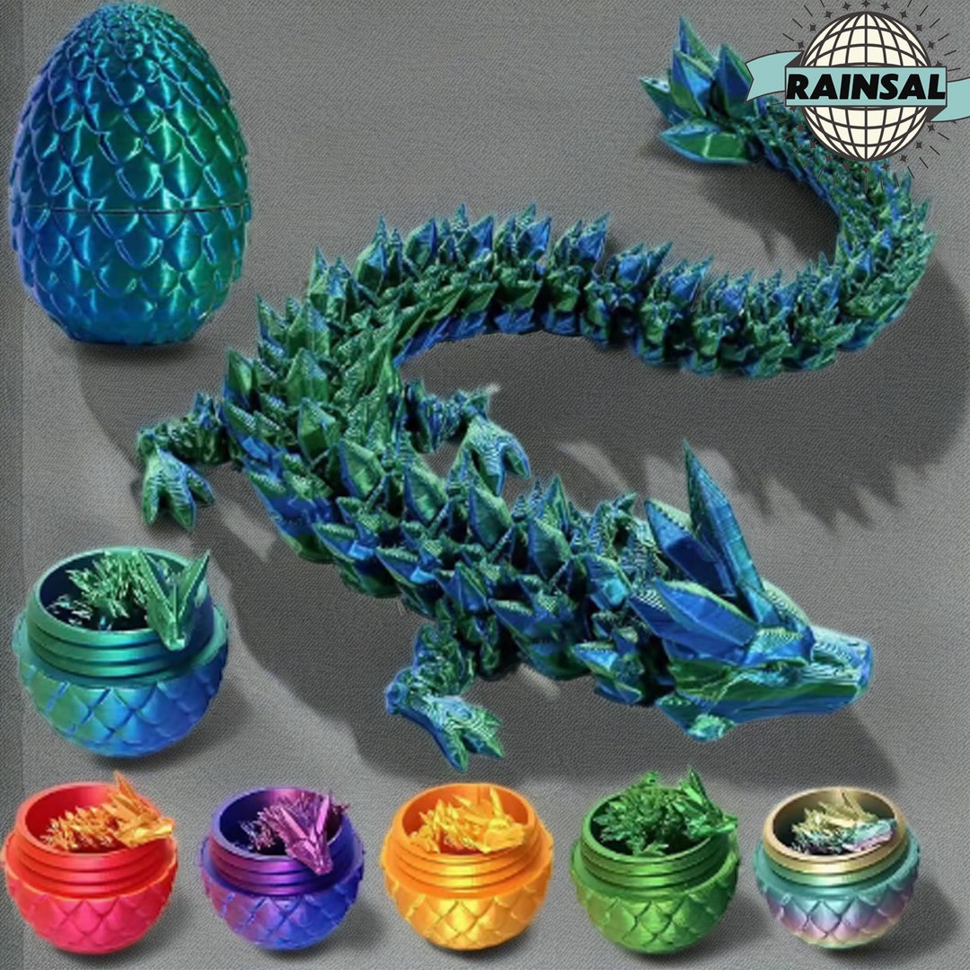 Articulated Crystal Dragon, 3D Printed High Quality Multiple Options ...
