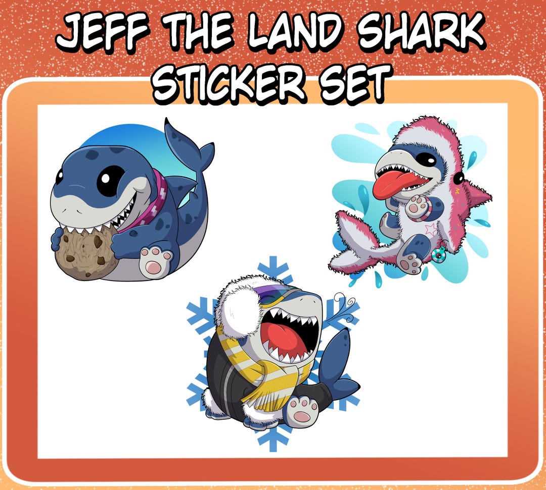 Jeff the Land Shark Sticker Set - Etsy