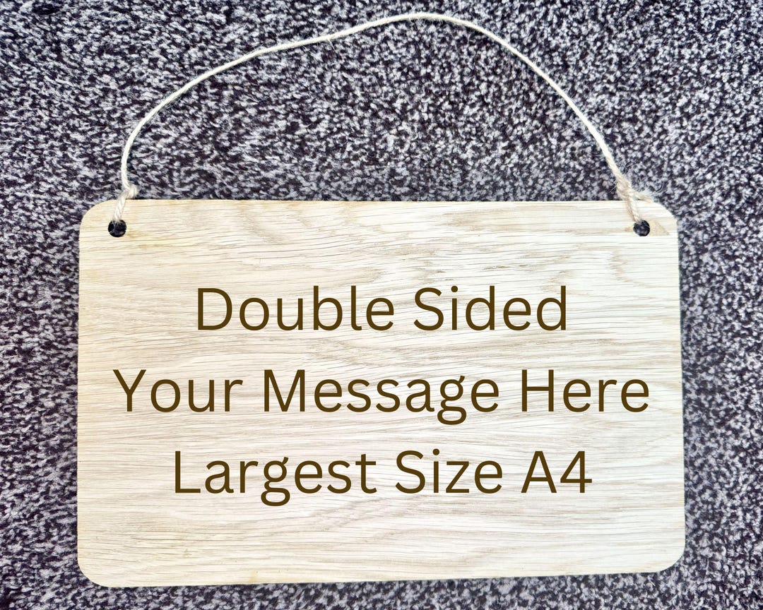 Personalized Double-sided Wooden Hanging Sign | Custom Oak Door Sign ...