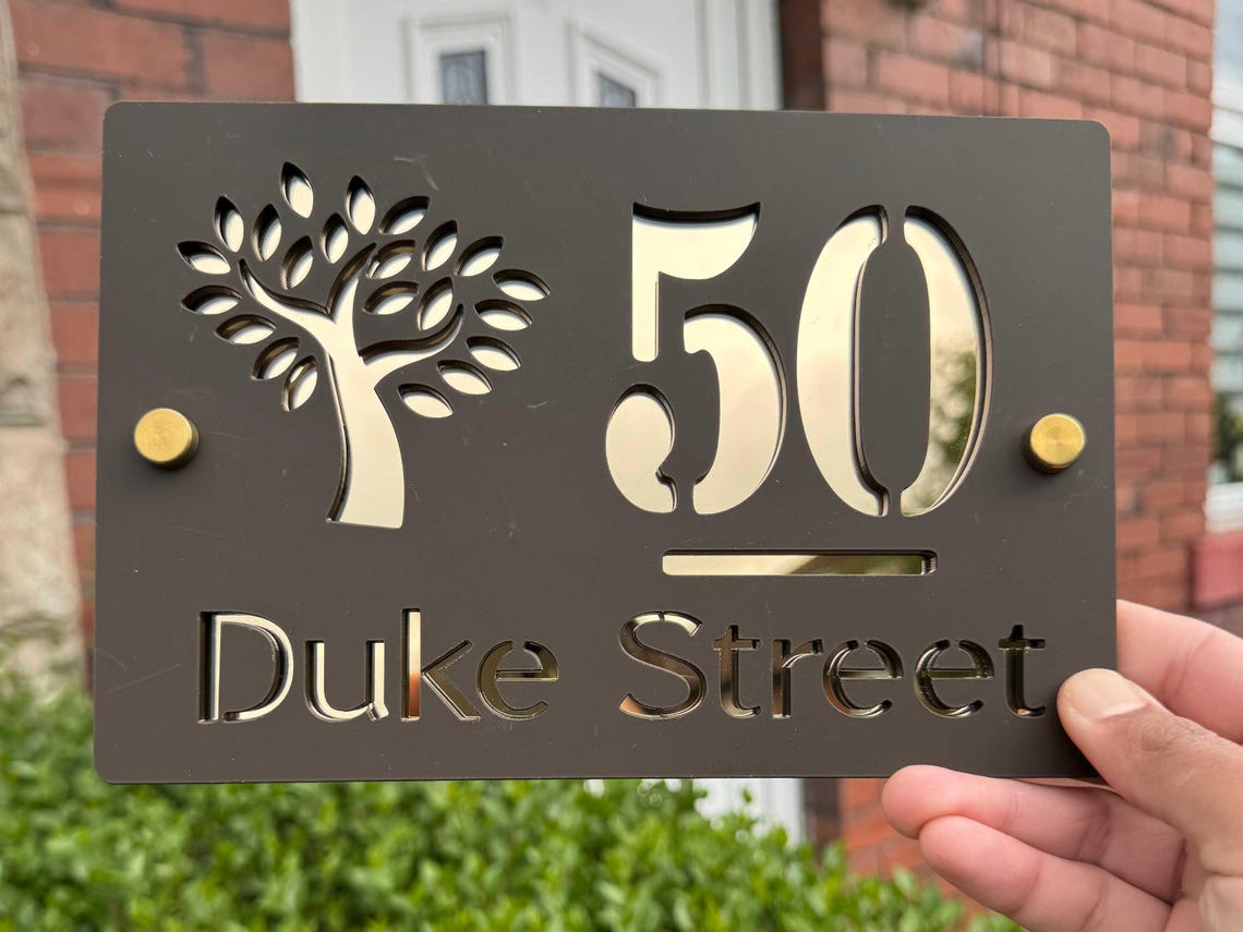 Modern Acrylic House Address Sign, Custom Engraved Front Door Plaque ...